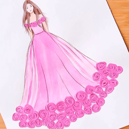 how to draw a rose dress
