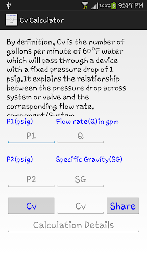 دانلود برنامه Flow Coefficient -Cv Calculator(Liquids) اندروید | بازار