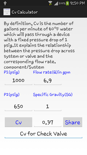 دانلود برنامه Flow Coefficient -Cv Calculator(Liquids) اندروید | بازار
