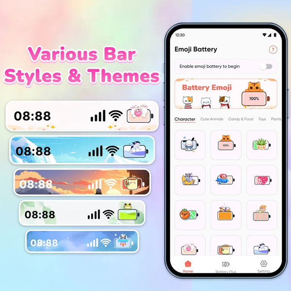 دانلود برنامه Emoji Battery Cute Status Bar اندروید بازار