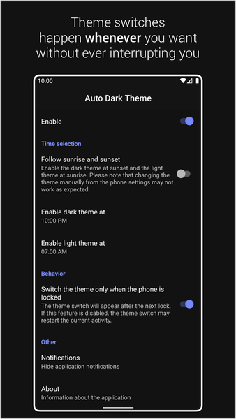دانلود برنامه Automatic Dark Theme for Android ۱۰ اندروید | بازار