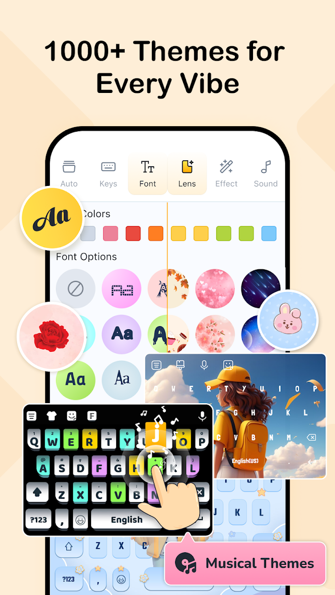 دانلود برنامه FotoAI Keyboard Themes & Fonts اندروید | بازار