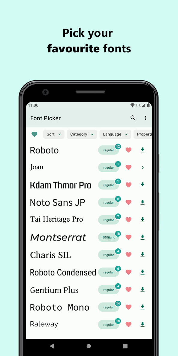 دانلود برنامه Font Picker - font downloader اندروید | بازار