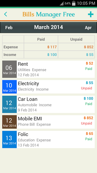 دانلود برنامه Bills Manager Tracker اندروید بازار