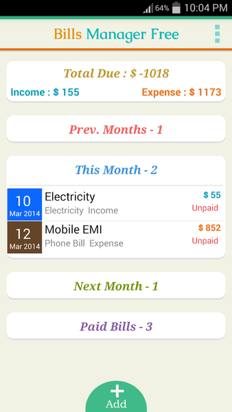 دانلود برنامه Bills Manager Tracker اندروید بازار