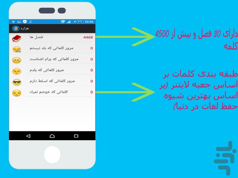 دانلود برنامه آموزش زبان هزاره با جعبه لایتنر اندروید بازار